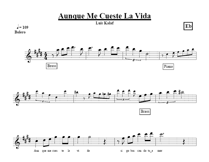 Partituras y pistas para saxos, trompeta, clarinete en Eb y Eb